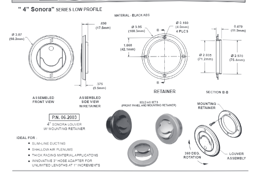 06-2003 Sonora Louver | 4″ Mounting Retainer Vent